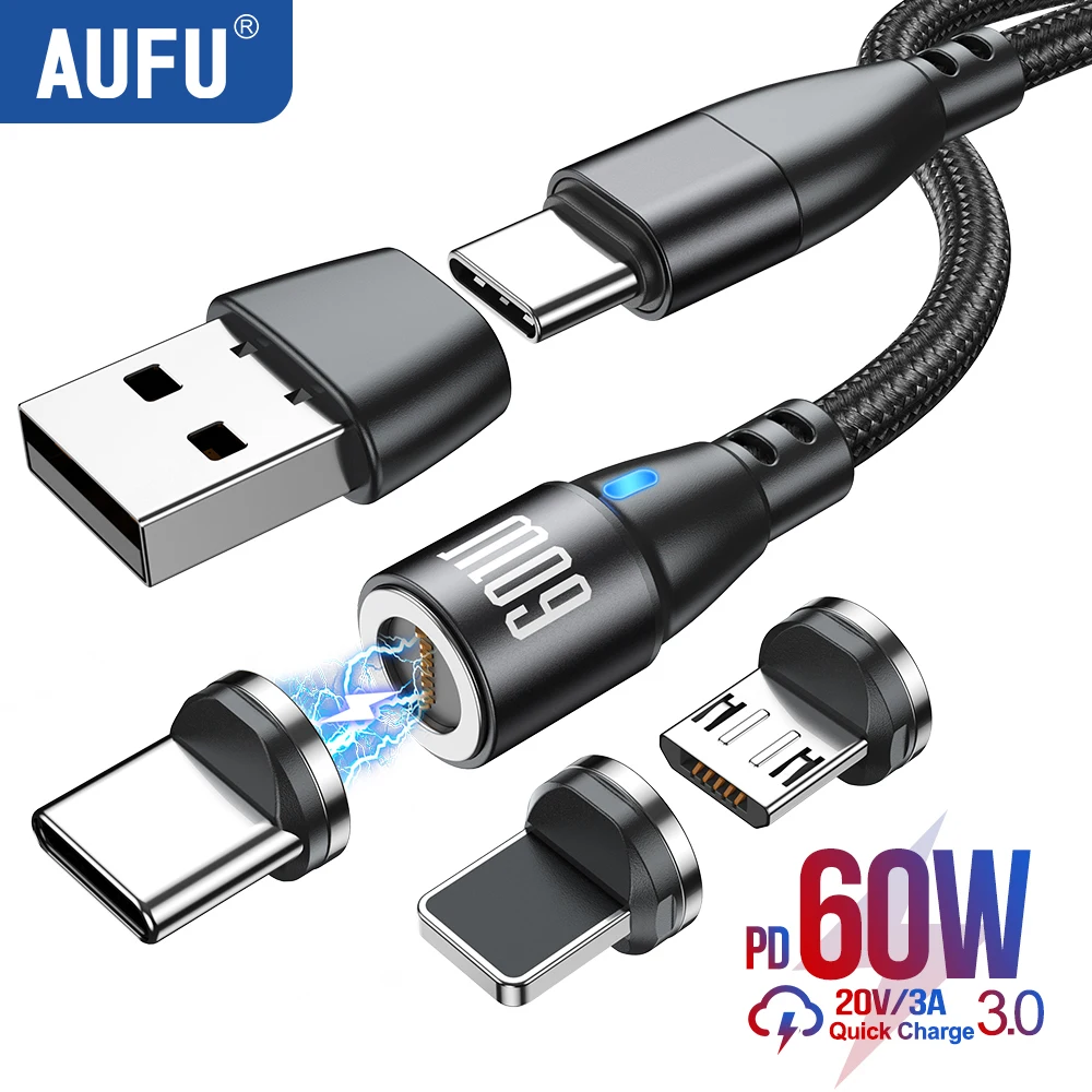 AUFU Cable magnético de carga rápida para teléfono móvil, Cable Micro tipo C para iPhone 13 ...