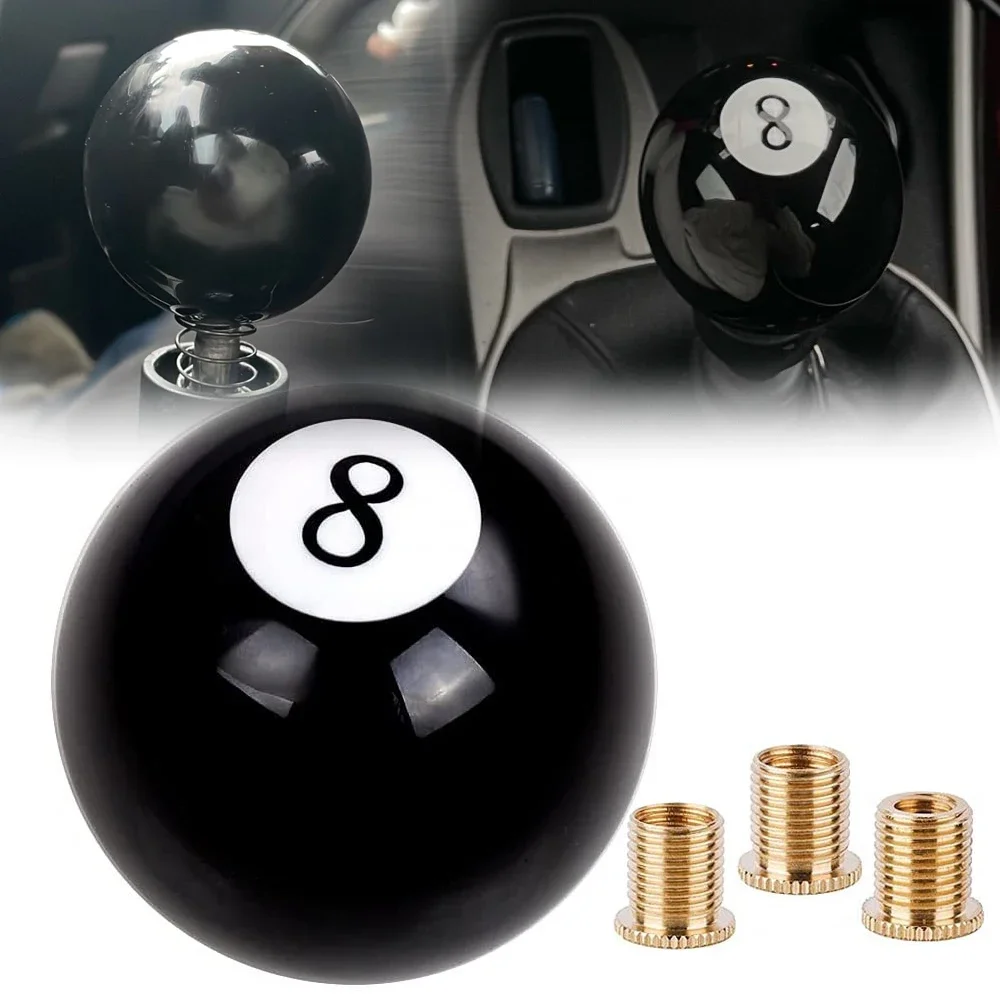 Black-8-Pool-Billiard-Ball-Gear-Knob-Short-shifter-Knob-with-3-Adapter ...