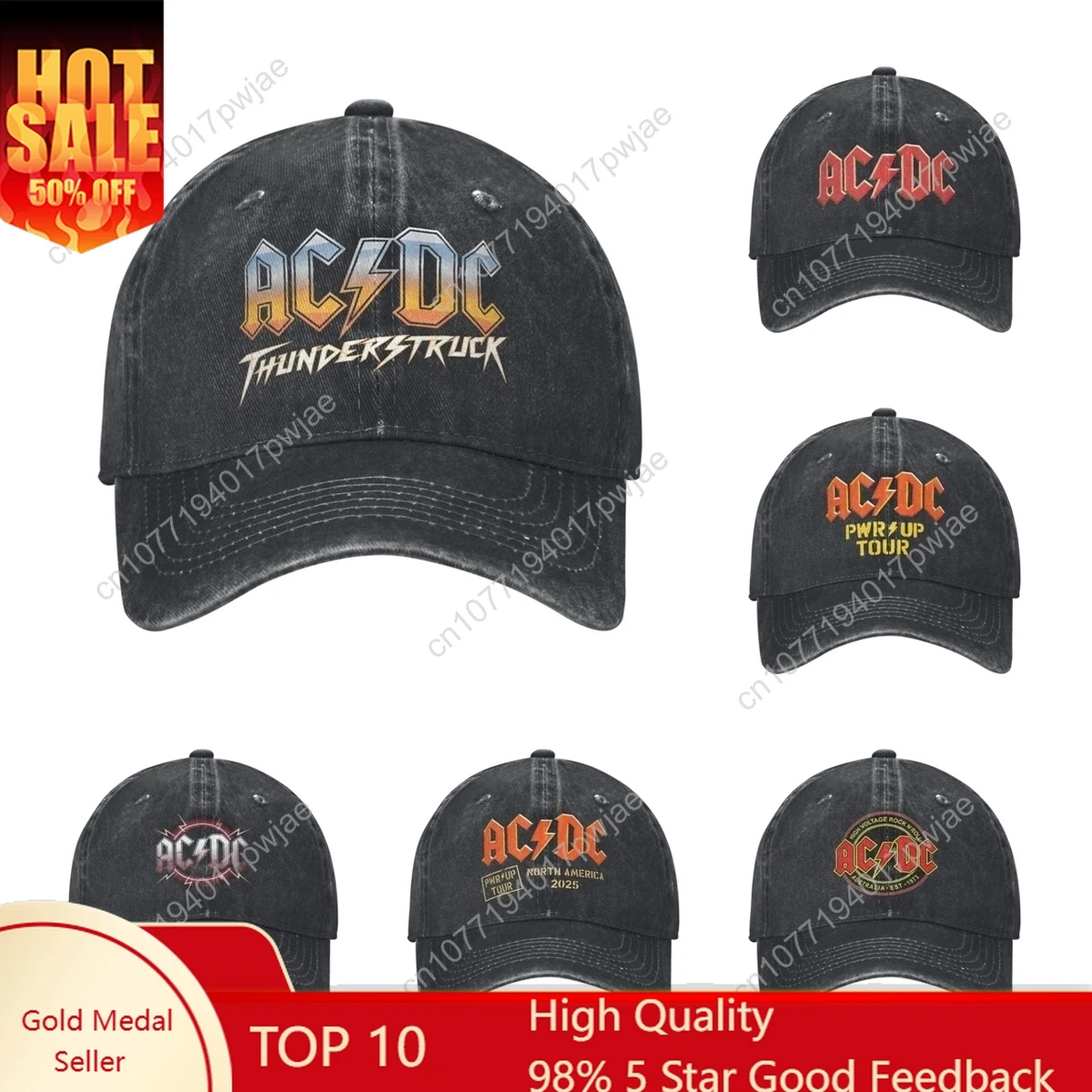 Unisex THUNDERSTRUCK ACs Caps Punk Music Headwear Baseball Caps Casual ...