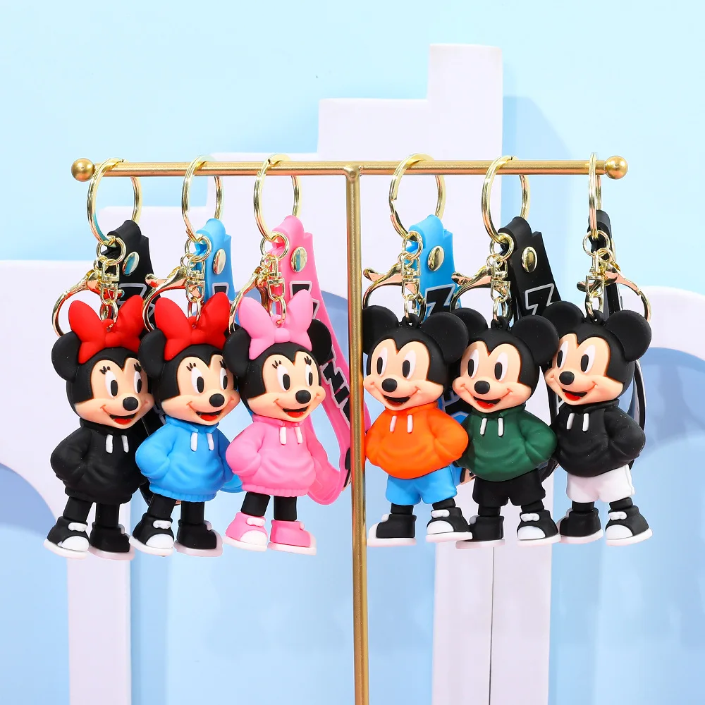 Disney Mickey Keychain Cute Cartoon 3D Figure Doll Schoolbag Pendant ...