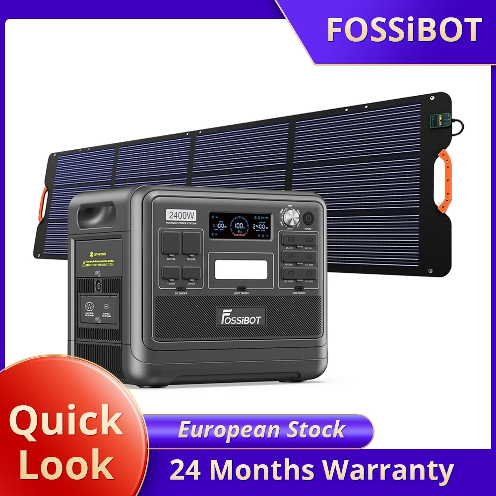 FOSSiBOT F2400 Tragbare Power Station Kit + FOSSiBOT SP200 18V 200W ...