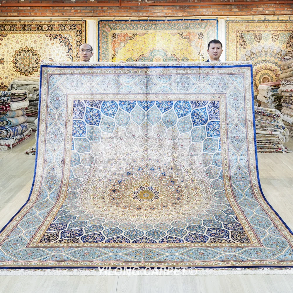 8'x10' India Persian Carpet Artwork Medallion Blue Rug (zqg639a ...