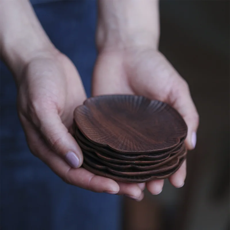 Solid-wood-coaster-black-walnut-clover-tea-coaster-beech-wood-grain ...