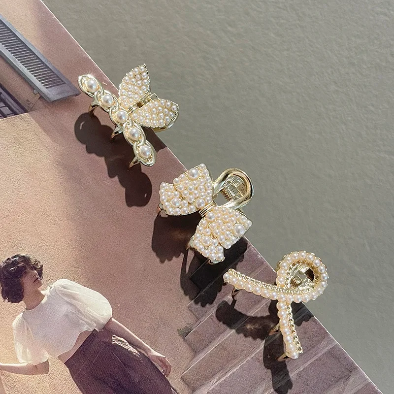 Pearl-Mini-Hair-Claw-Retro-Flower-Diamond-Women-Girls-Crab-Claw-Clip ...