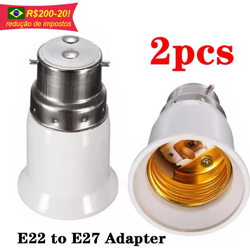 2PCS E22 To E27 Lamp Bulb Socket Base Holder Converter Fireproof Light ...