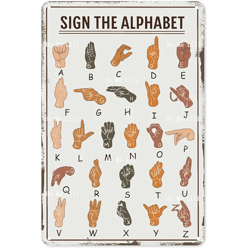 Sign-Language-Alphabet-Educational-Metal-Sign-Vintage-Decor-Poster-Home ...
