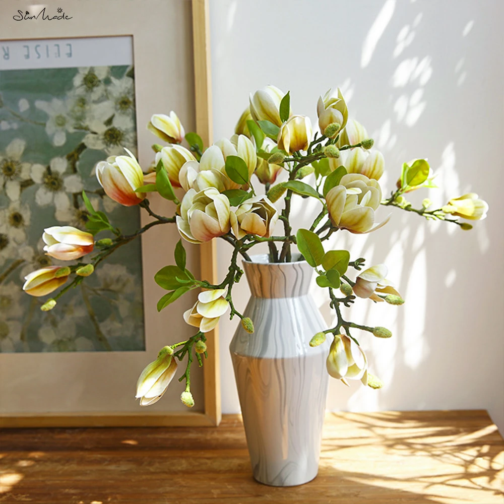 SunMade Fall Pastoral Magnolia Bud Branch Latex Artificial Flowers Home ...