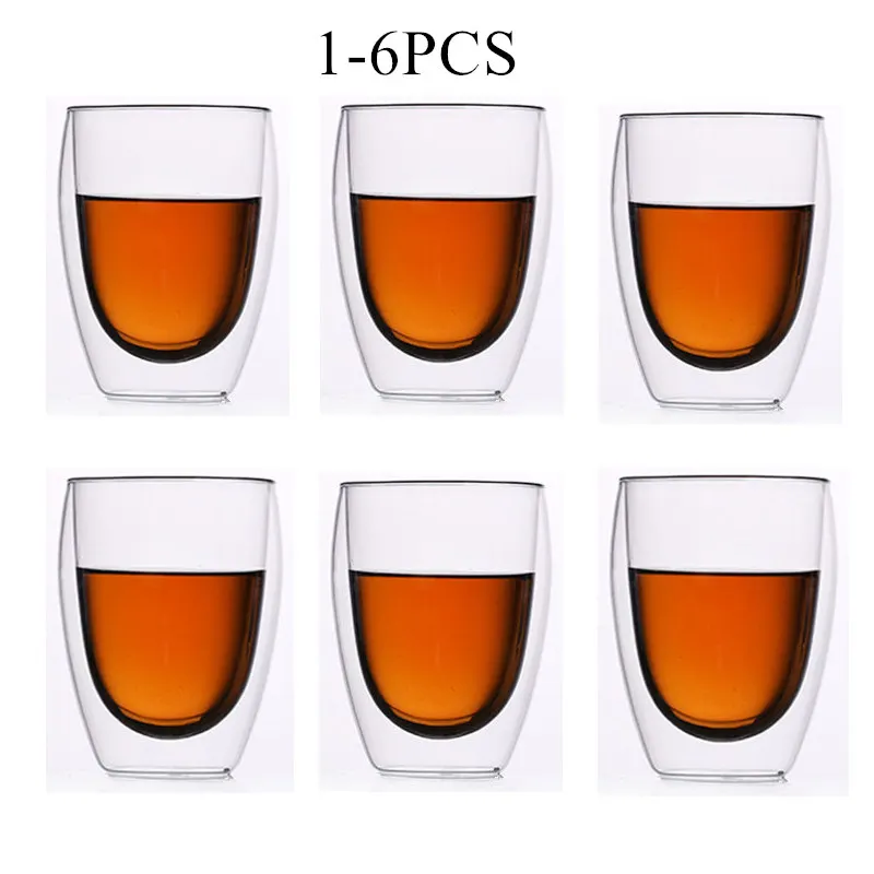 80-450ML Double Wall High Borosilicate Glass Mug Heat Resistant Tea ...
