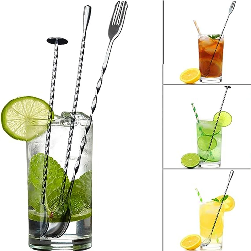 Stainless-Steel-Bar-Cocktail-Stirrer-Mixing-SpoonThread-Bar-Spoon ...
