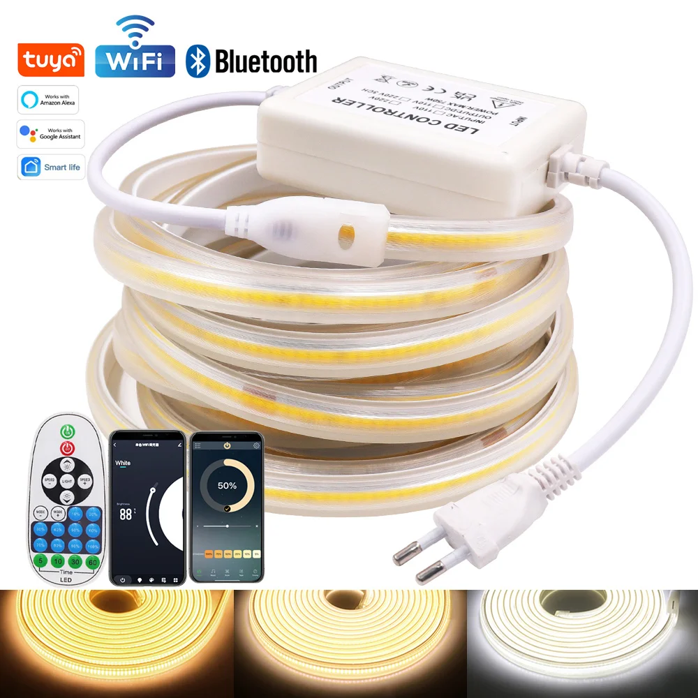 Wifi-Bluetooth-COB-LED-Strip-Light-23key-Remote-Control-Dimmer-Switch ...