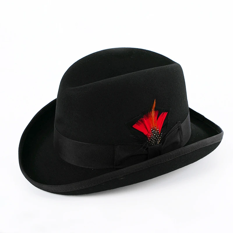 Vintage-100-Wool-Homburg-Godfather-Hat-Firm-Felt-Man-Fedora-Big-Size ...