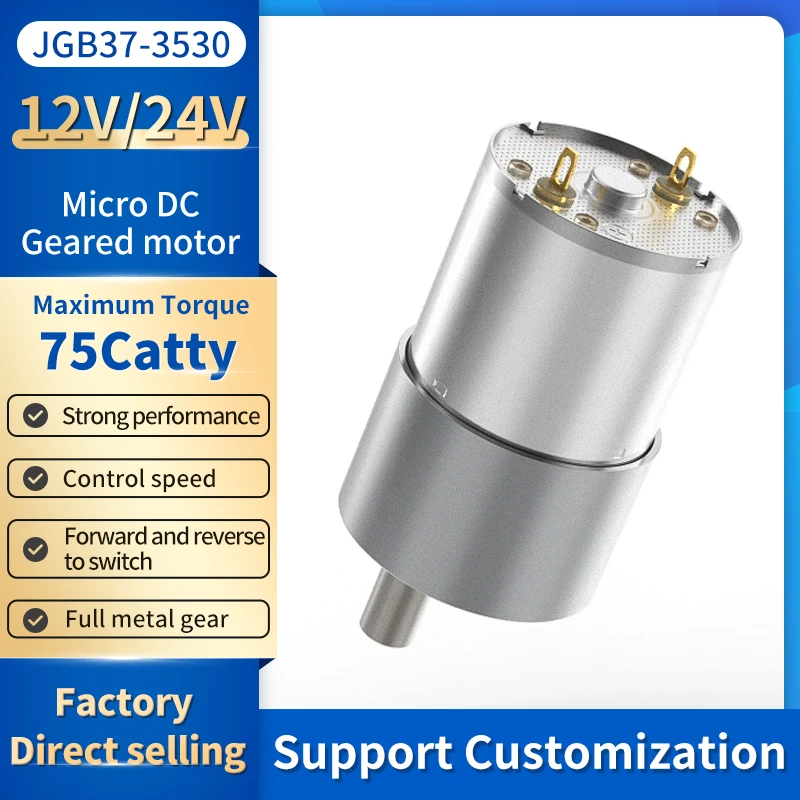 Jgb37-3530 12/24v Dc Gear Motor 37mm All Metal Gear Box 4rpm-1600 Rpm Gearmotor Motop High ...
