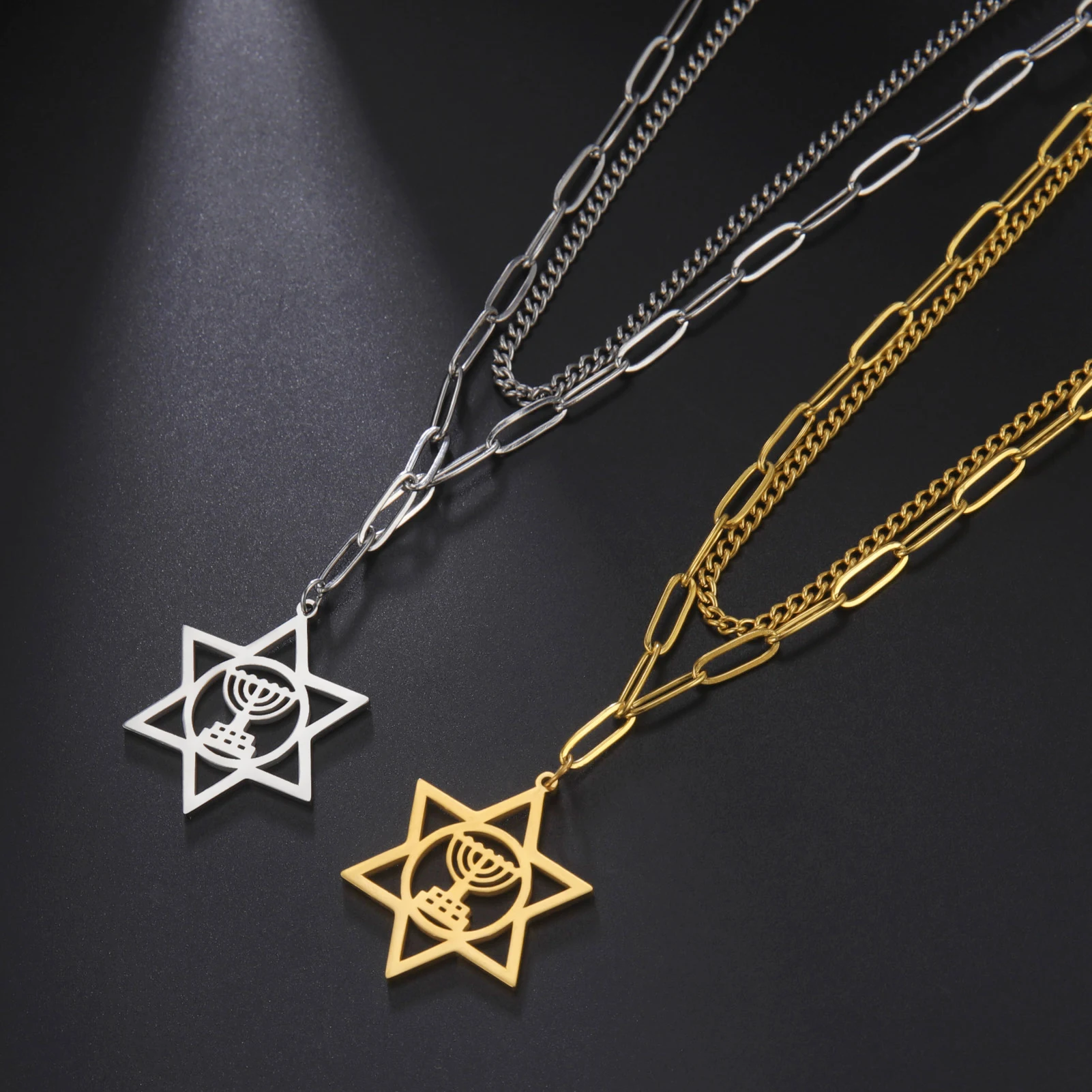 Shamash-Menorah-with-Star-of-David-Religious-Necklace-for-Men-Women ...