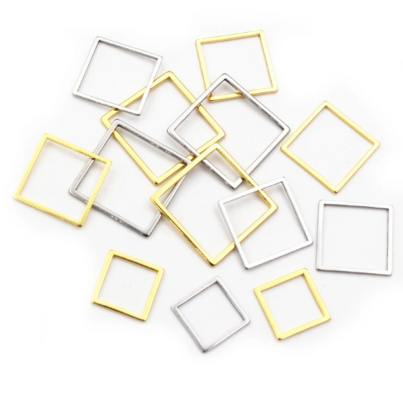 20pcs-3-Size-Square-Charm-Gold-Stainless-Steel-Pendant-Open-Bezels ...