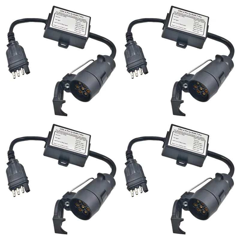 4X-US-to-Europe-Trailer-Light-Converter-4-Way-Flat-Socket-American ...