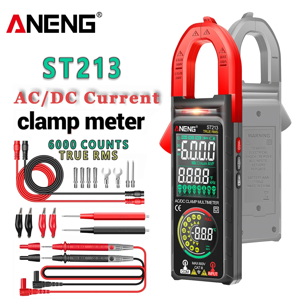 ANENG-ST213-Digital-Clamp-Meter-DC-AC-Current-6000-Counts-400A-Amp ...