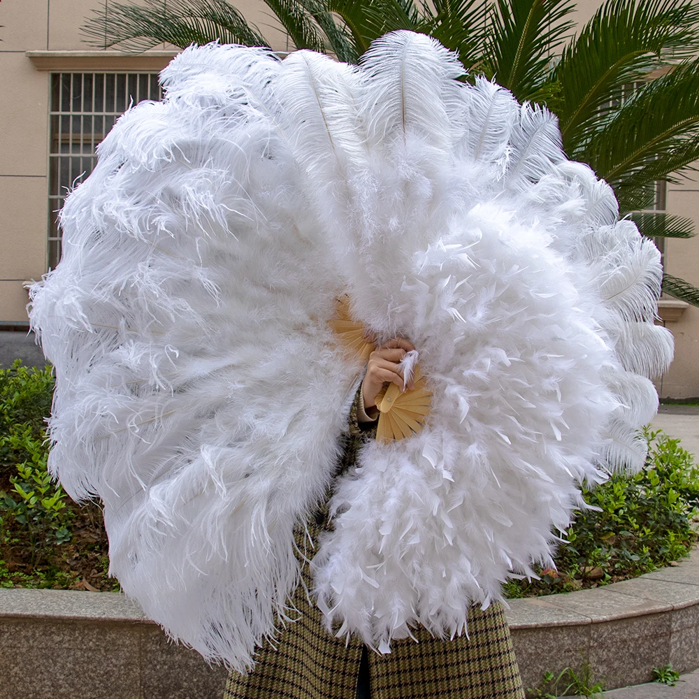 Natural-White-Ostrich-Hand-Feather-Fans-50-130Cm-Large-Stage ...