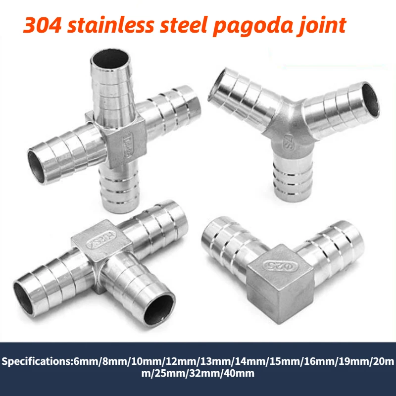 304 Stainless Steel L Y T-Type Cross Hose Barb Joint 3 4-WAY 6-40mm for ...
