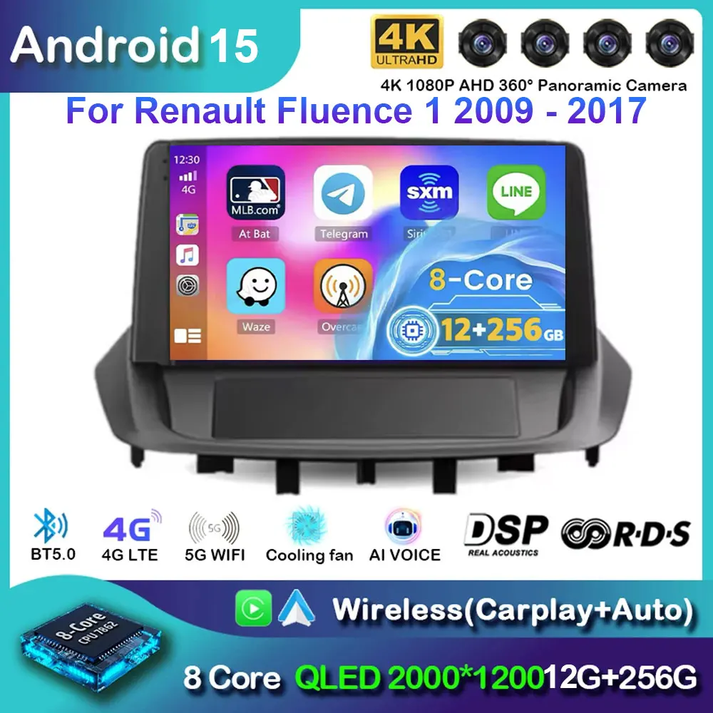 Android 15 Auto for Renault Fluence 1 2008-2017 with 4G GPS Wireless ...