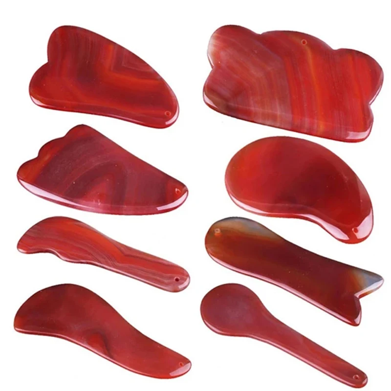 Natural Red Agate Scraping Board Jade Massager Gouache Scraper Facial ...