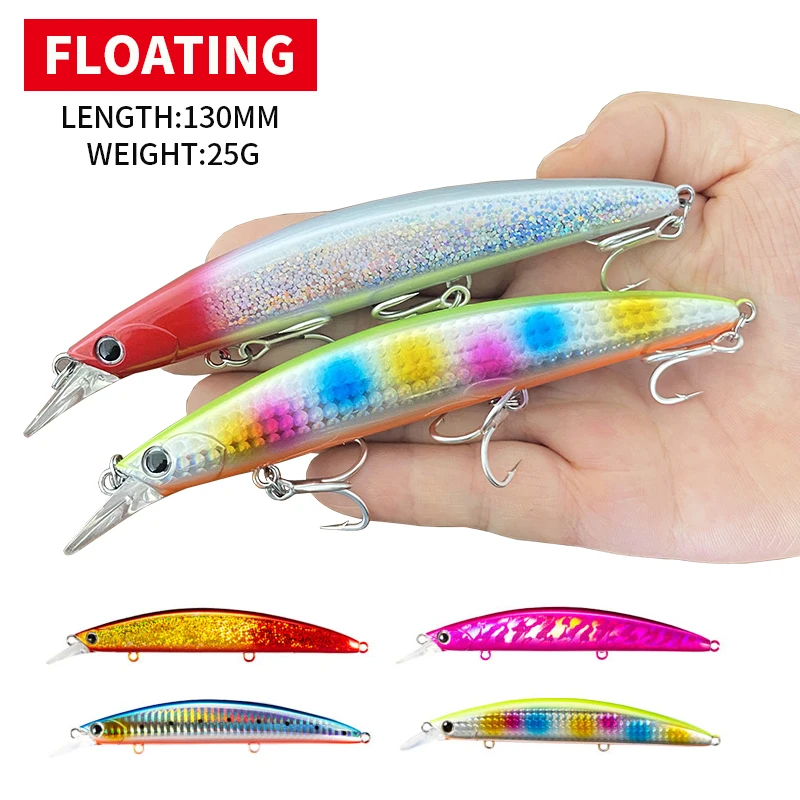 1pcs-Floating-Fishing-Lure-130mm-25g-Minnow-Lure-with-Rattles-Sound ...