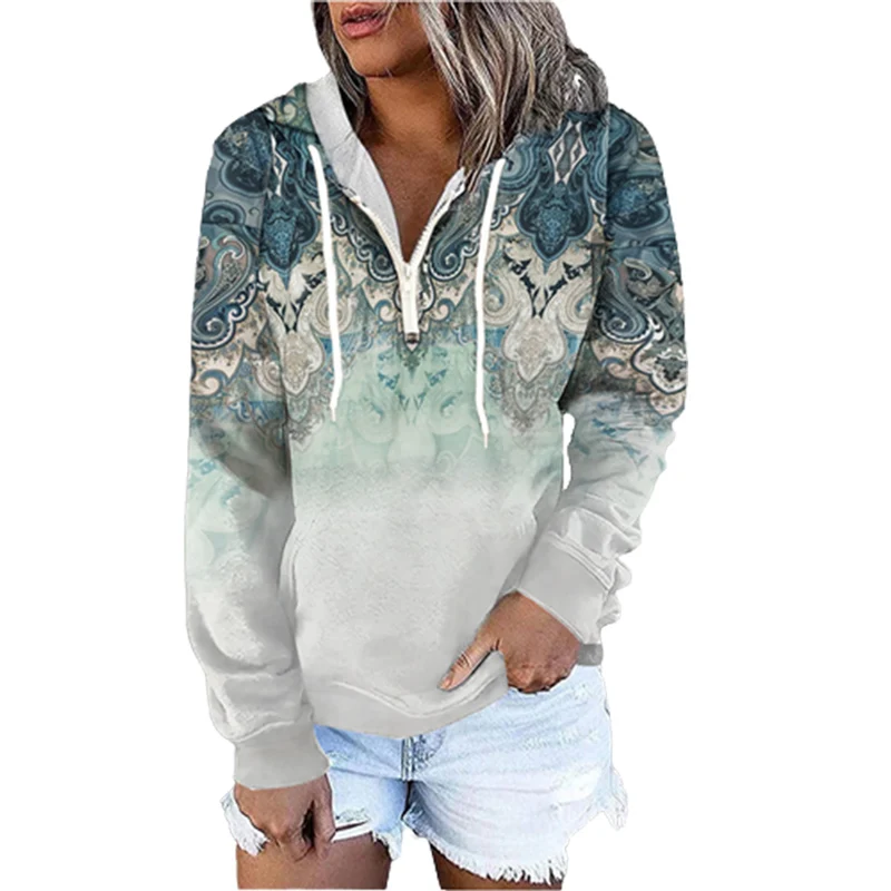 Vintage-Botanical-Flower-Print-Hooded-Sweatshirt-Women-s-Kangaroo ...