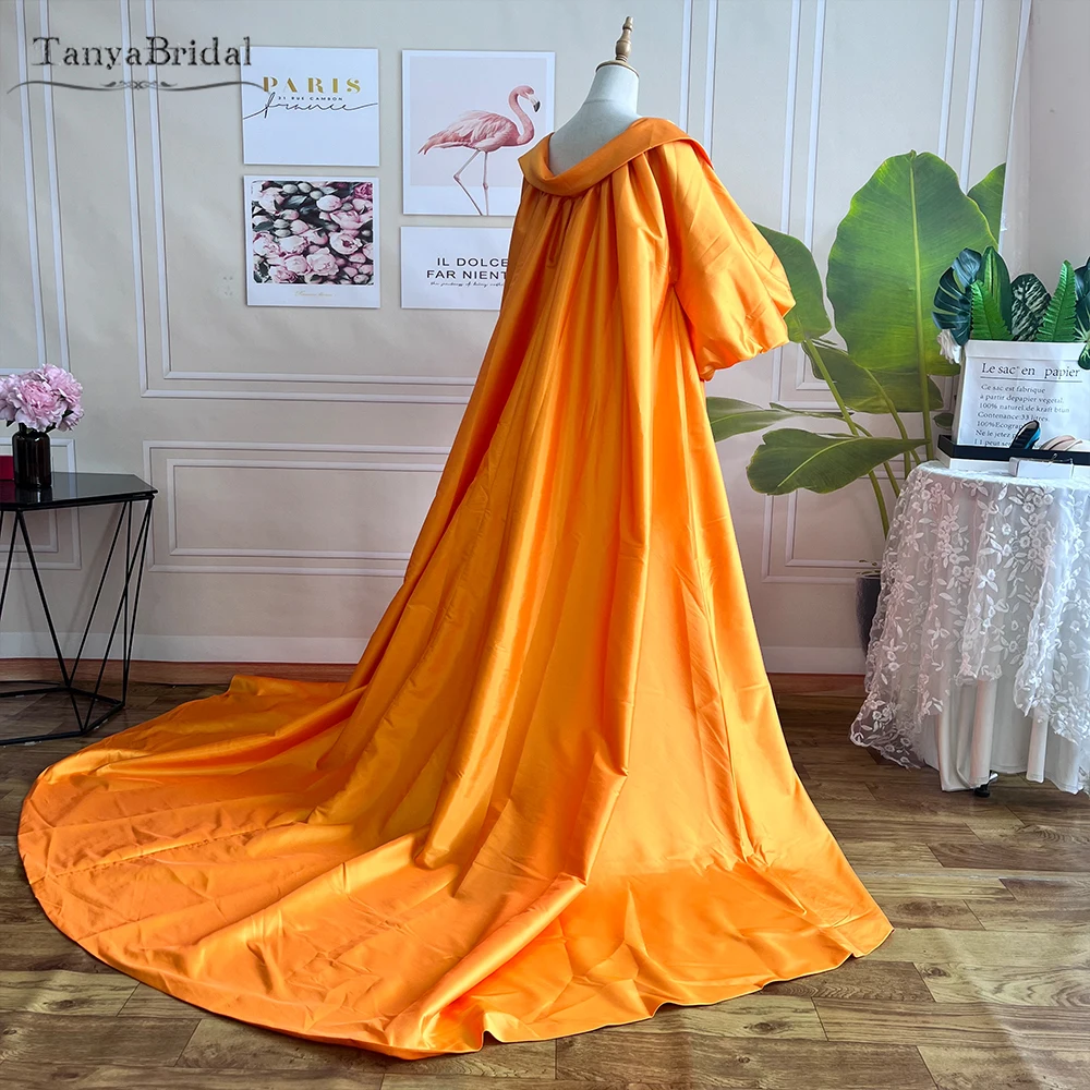 Orange-Taffeta-Long-Cape-With-Puffy-Sleeves-Fashion-Jacket-Bridal-Cloak ...