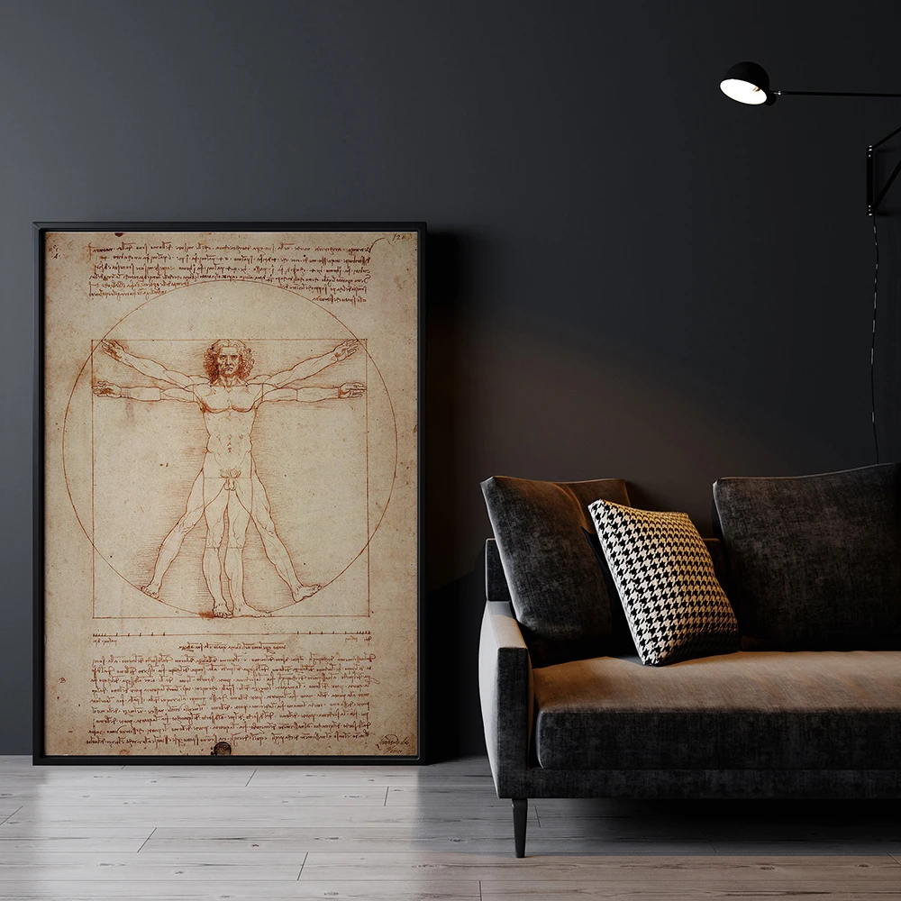 Leonardo-Da-Vinci-Art-Poster-Vitruvian-Man-Nude-Human-Body-Science ...