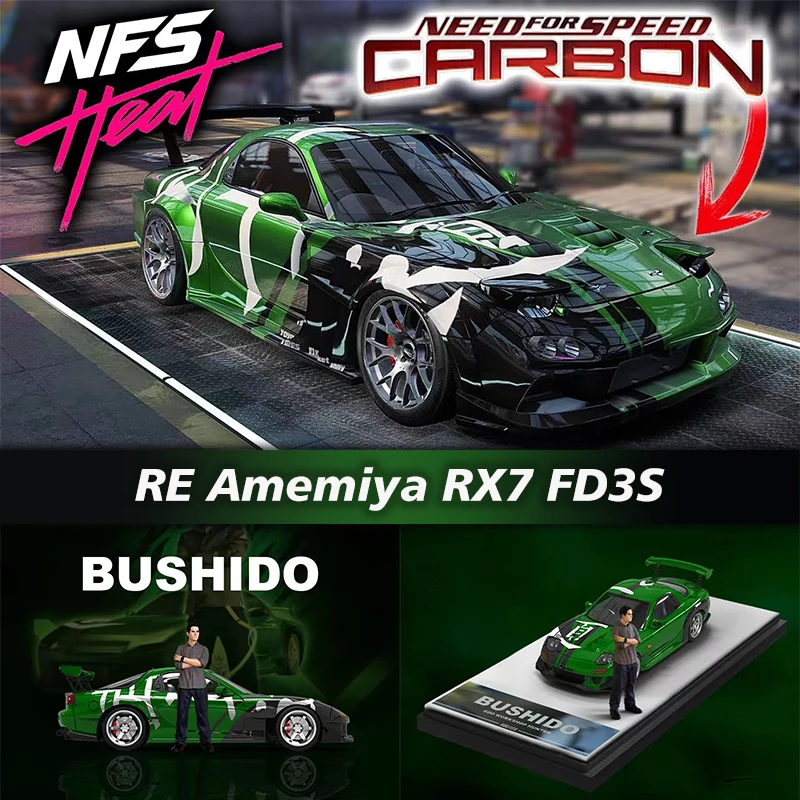 Pre-Sale-Time-Micro-1-64-RE-Amemiya-RX7-FD3S-Kenji-Green-Diecast ...