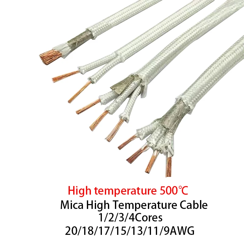 Mica High Temperature Cable Resistant 500 ℃ 20/18/17/15/13/11/9AWG 1/2/3/4Cores Flame Retardant ...