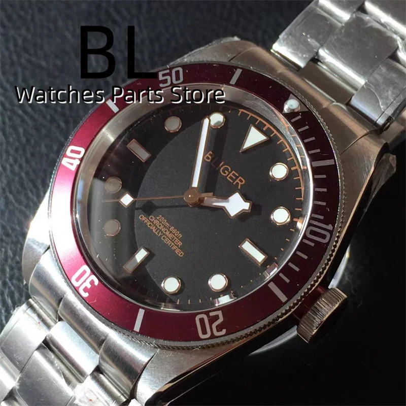 BLIGER 41mm Watch For Men NH35 Automatic Movement Red Blue Brown Insert ...