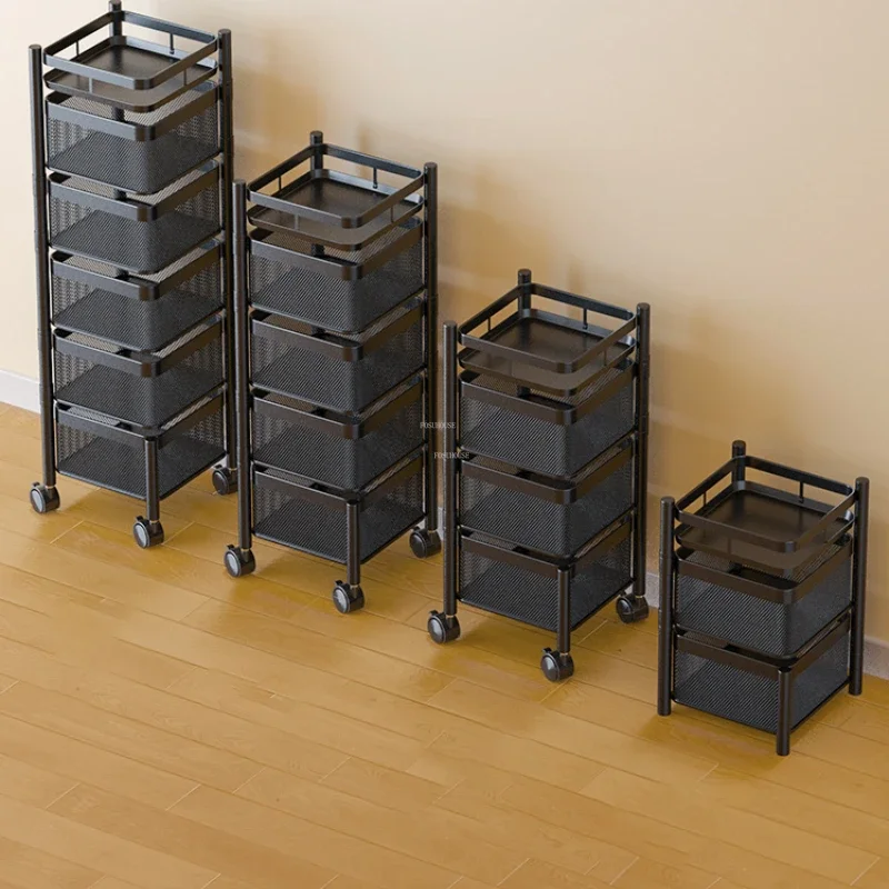 Kitchen-Trolleys-Rotating-Rack-Multifunctional-Floor-Snack-Basket-Multi ...