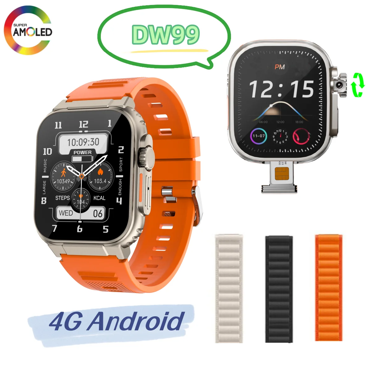 100-Original-DW99-S9-Ultra-4G-Android-Smart-Watch-With-Rotating-camera ...