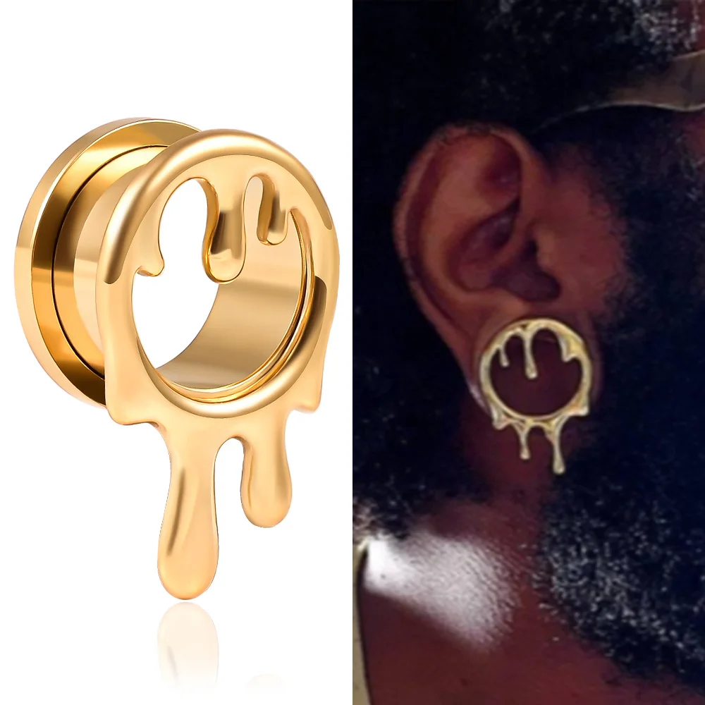 Vankula-2PCS-New-316-Stainless-Steel-Cool-Water-Drops-Ear-Gauges-Plugs ...