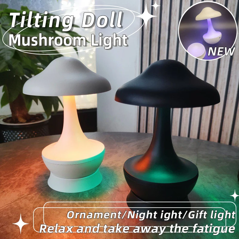GGbingo-Night-Mood-Light-Colorful-Led-Wick-Ornaments-Tumbler-Mushroom ...