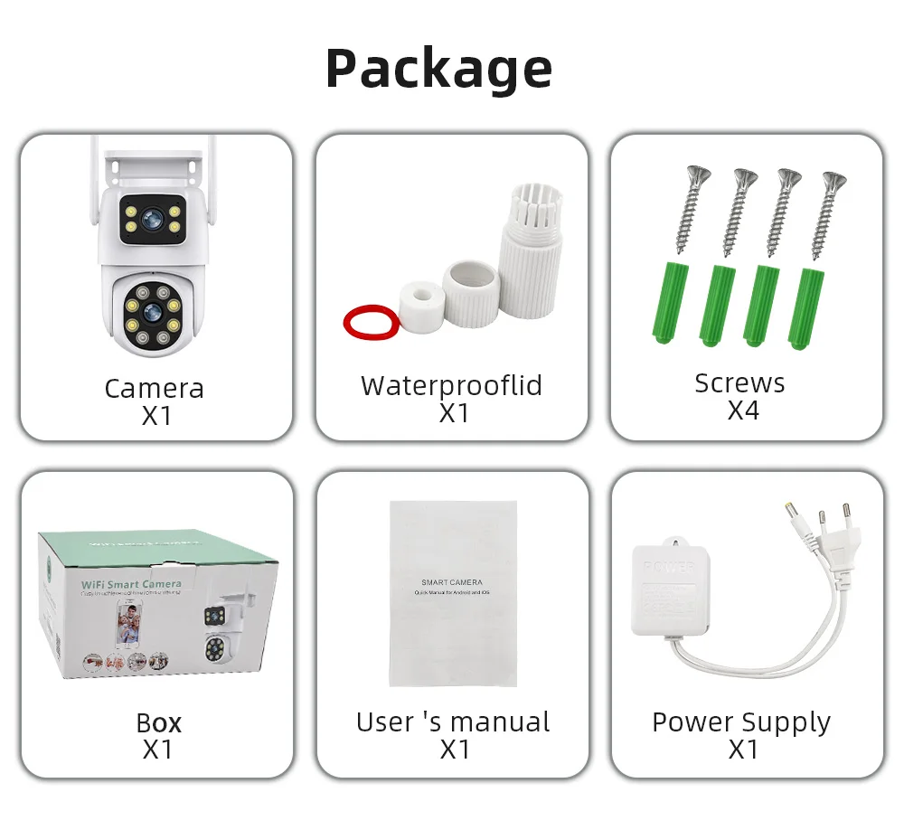 4K 8MP PTZ WIFI Camera Dual Lens Dual Screen IP Camera Outdoor 4MP HD ...