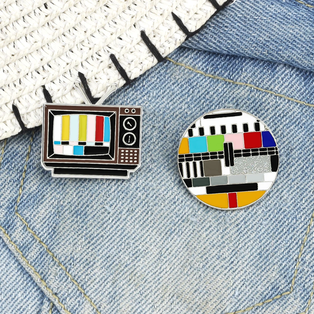 Old TV Enamel Pins No Signal Retro Color Screen Television Brooches ...