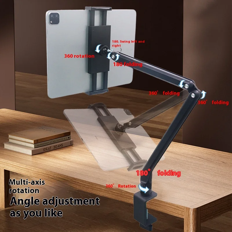 Tablet-Holder-Desk-Stand-with-360-Adjustable-Foldable-Metal-Arm-Tablet ...