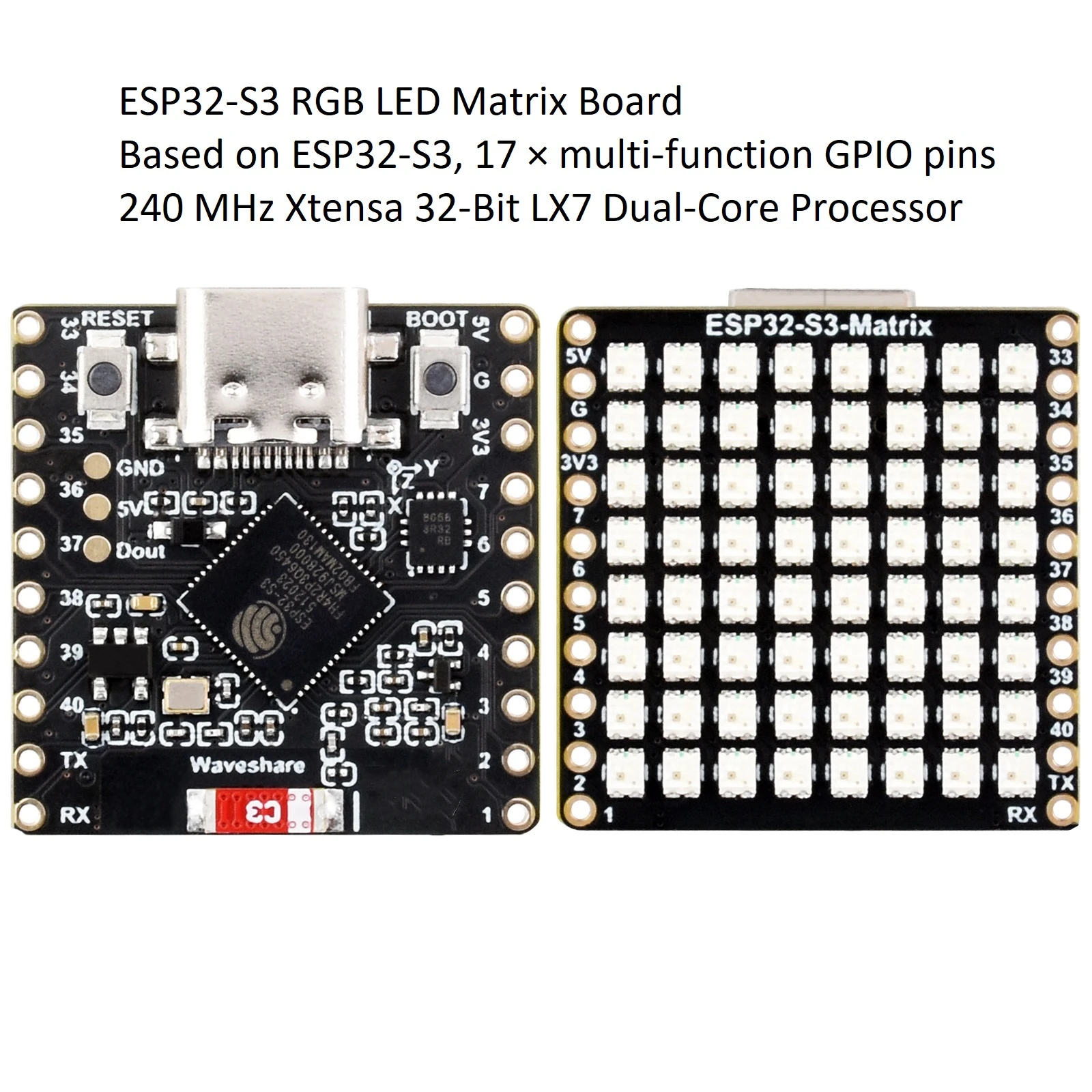 ESP32-S3-Matrix-Development-Board-Onboard-8-8-RGB-LED-Matrix-and ...