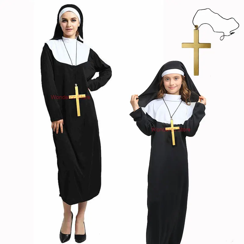 Girls-Women-Nun-Cosplay-Costume-Decent-Medieval-Robe-With-Headkerchief ...