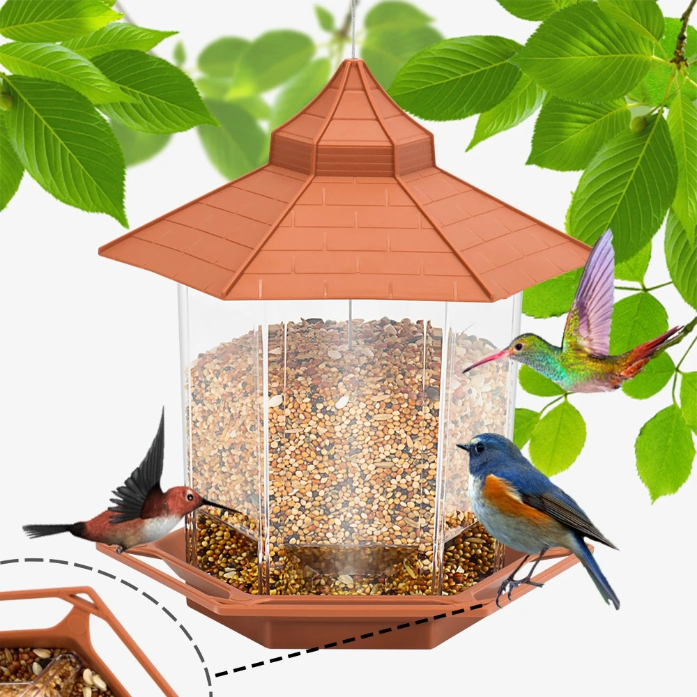 Automatic Bird Feeder Hanging Food Feeding Tool Gazebo Outdoor Birds ...