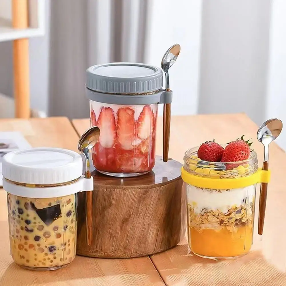 Overnight-Oats-Container-with-Spoon-Airtight-Glass-Oatmeal-Cup-Eco ...