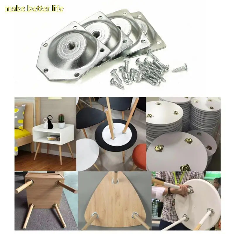 5pcs Galvanized Iron Angled Legs Fixing Plate Bracket Furniture Table ...