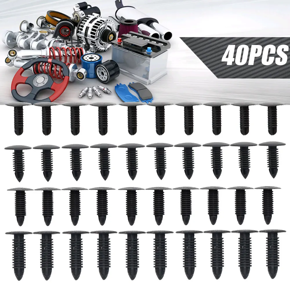 Universal-40PCS-Mix-Black-Plastic-Rivet-Push-In-5mm-6mm-7mm-8mm-Car ...