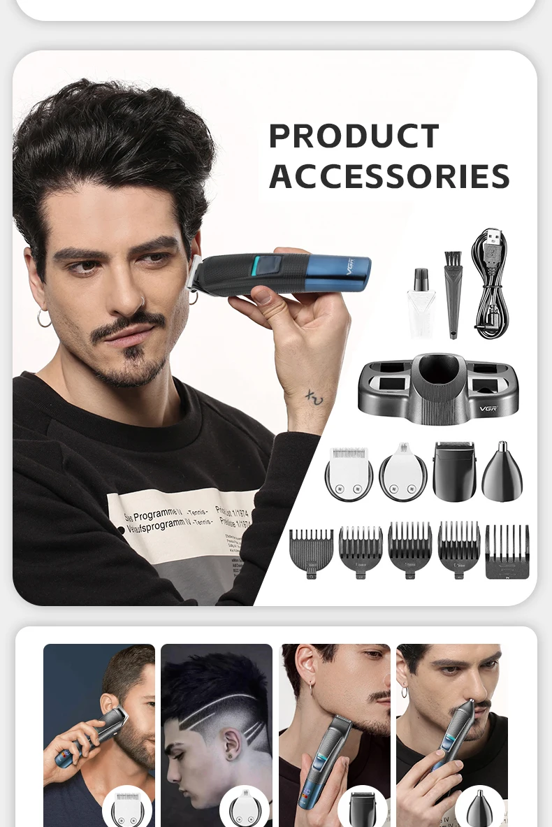VGR 108 новая многофункциональная машинка для стрижки волос 5-в-1 перезаряжаемая машинка для ...