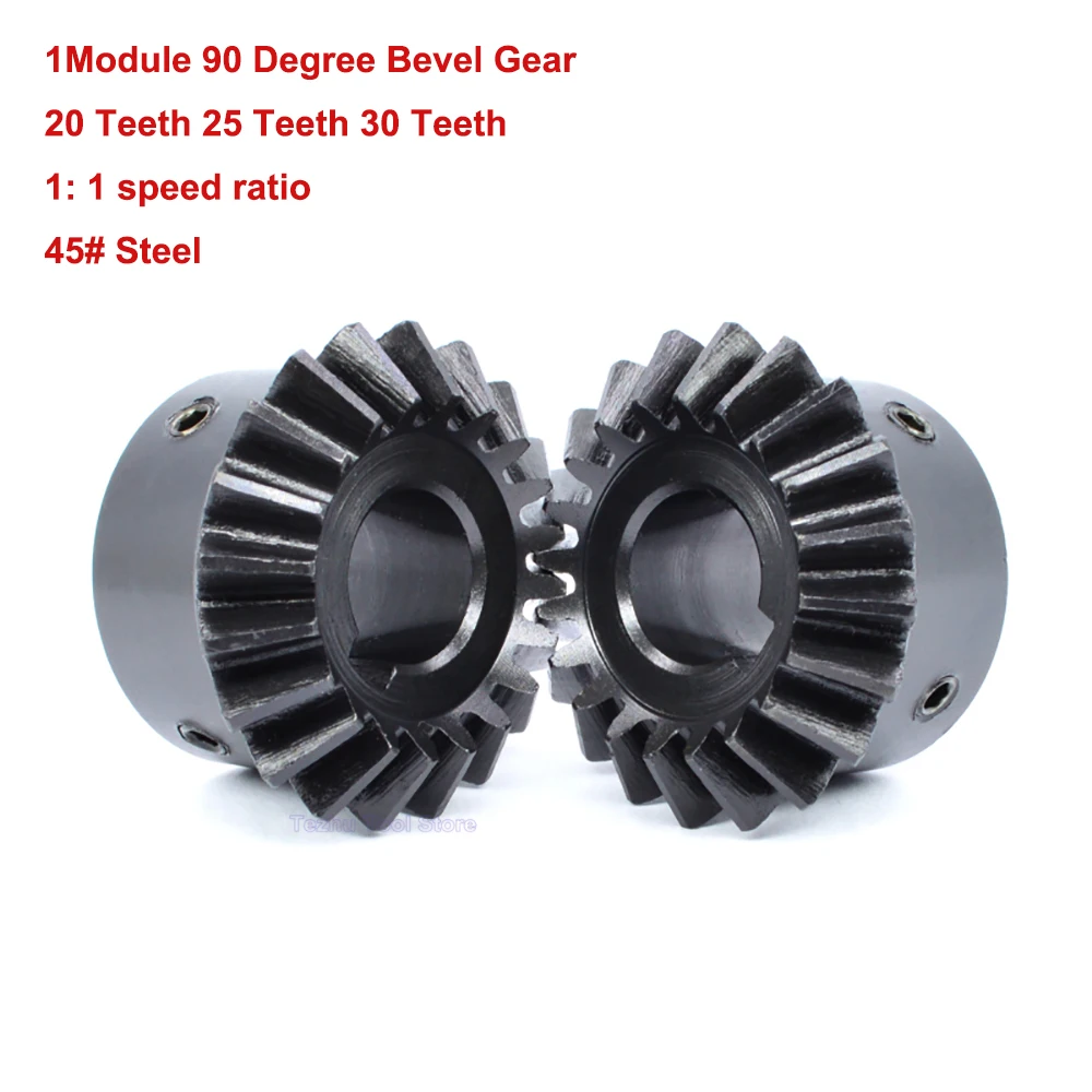1PCS-1-1-Bevel-Gear-1Module-20-25-30-Teeth-45-Steel-90-Degrees-Meshing ...