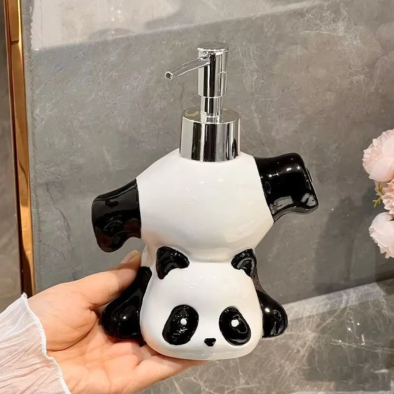 Creative Children Panda Ceramic Soap Dispenser Panda Shape Soap Dish ...