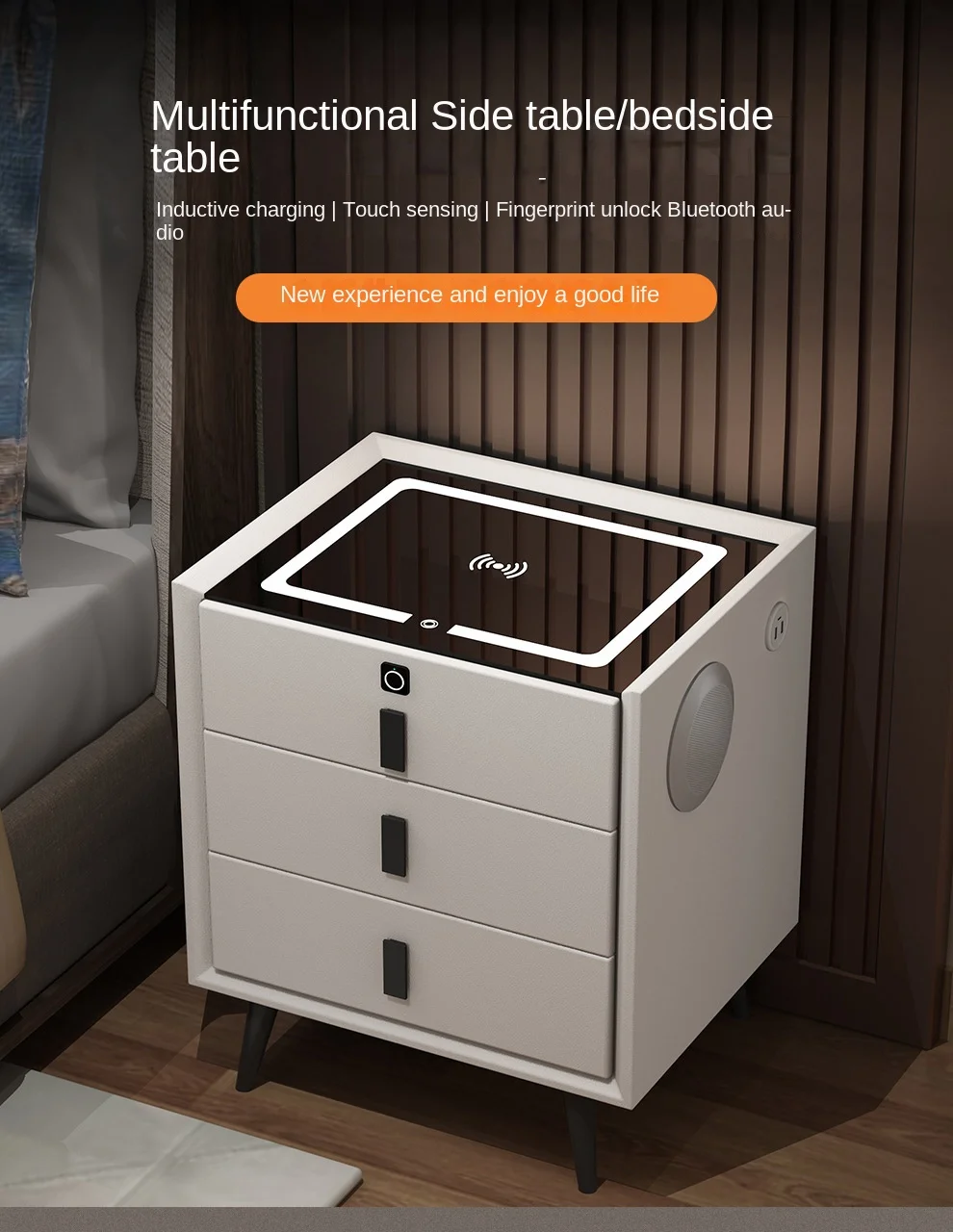 Smart-Bedside-Table-Multi-function-Locker-Italian-style-Solid-Wood ...