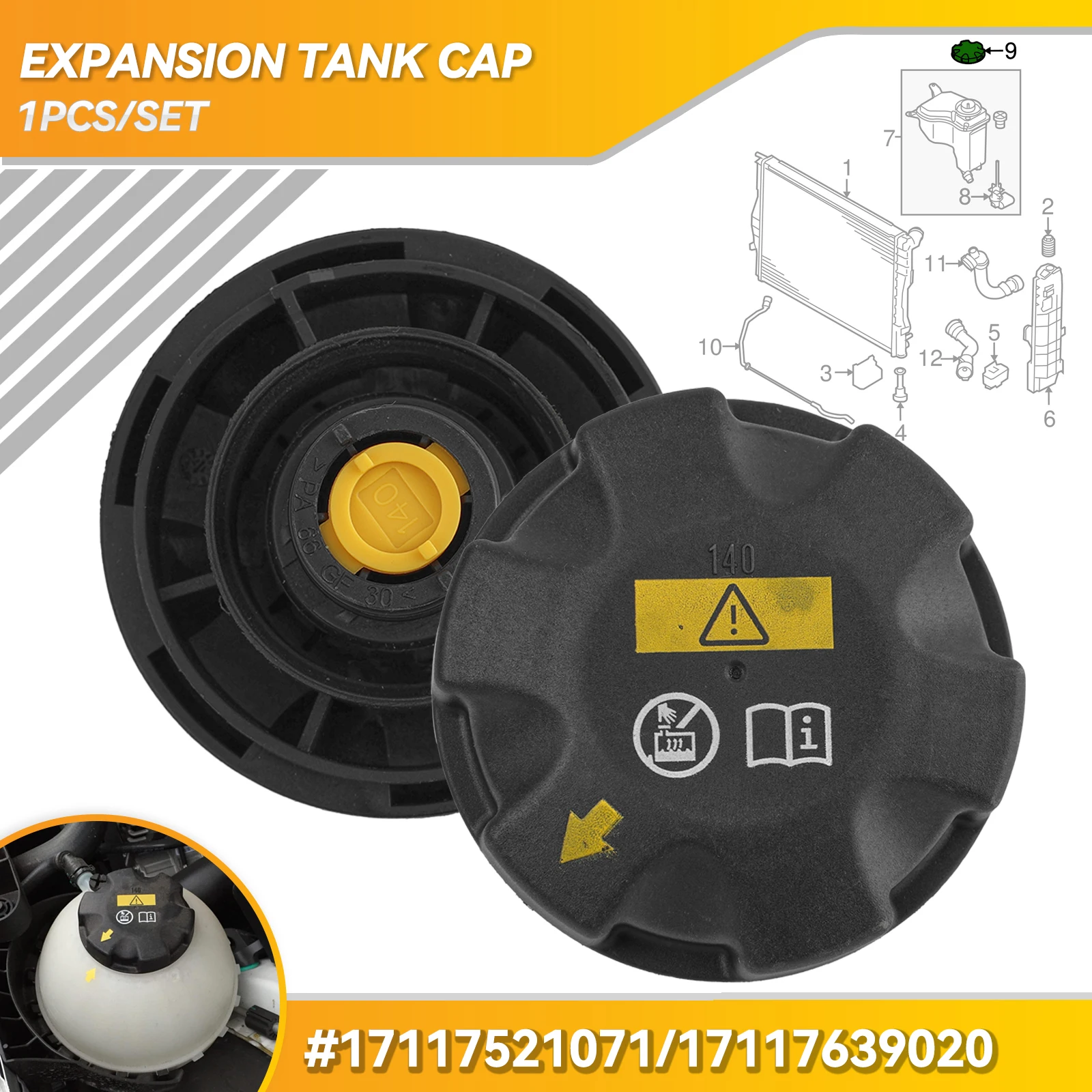 Expansion-Tank-Cap-Coolant-Recovery-Radiator-17117521071-17117639020 ...