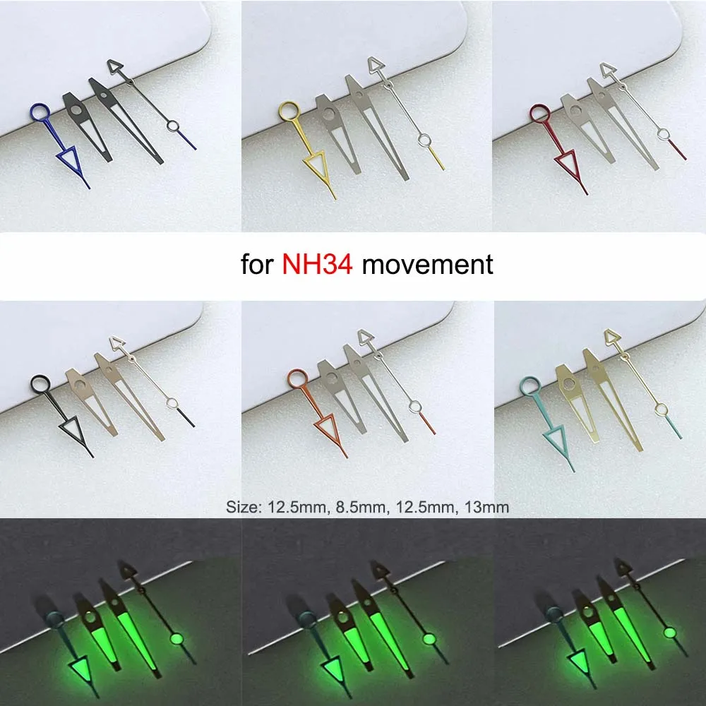 Green-Luminous-Watch-Hands-for-NH34-Movement-Modified-4Pins-GMT-Hand ...